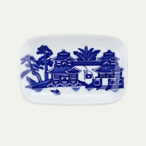 Blue and White Rectangular Plate - RBR Interiors